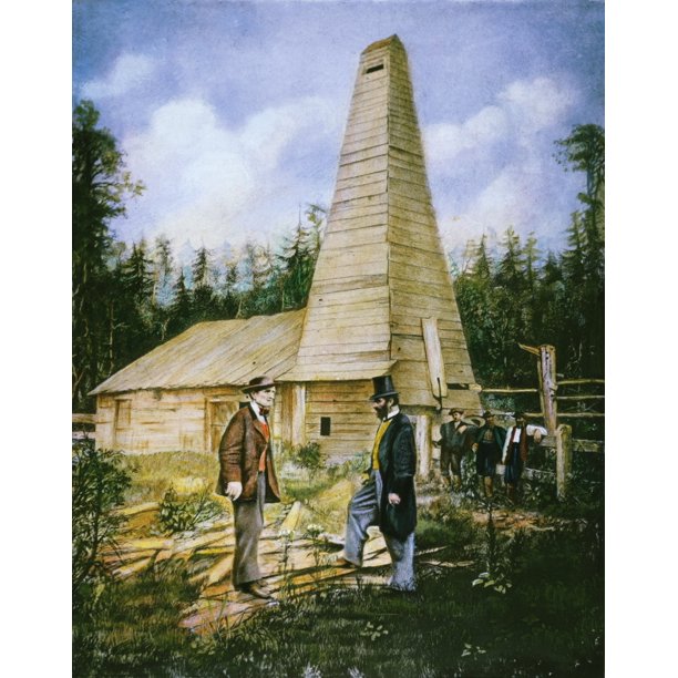 Titusville Oil Well, 1859. /Nthe First Oil Well Drilled At Titusville ...