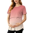 AKOEE Women's Maternity Tops Colorblock Soft Double Layer Breastfeeding ...