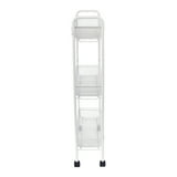 Mainstays 3-Tier Slim Rolling Bathroom Organizer Cart with Hooks, White ...
