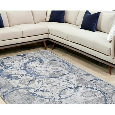 Mystique Light Blue/Multi Large Rectangle Rug-Color:Light Blue/Multi ...