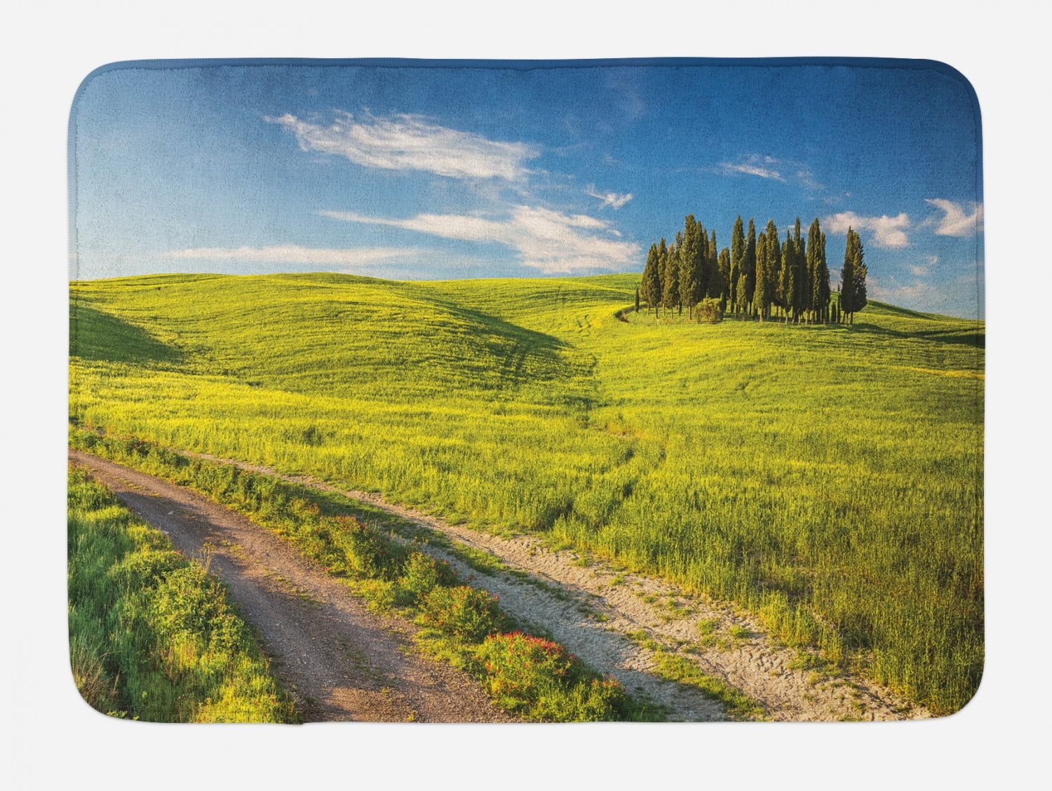 Tuscany Bath Mat, Tuscany Italy Getaway Dreamland Cultivated Land ...