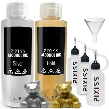 Silver and Gold Alcohol Ink for Resin - Metallic Alcohol Ink Silver and ...