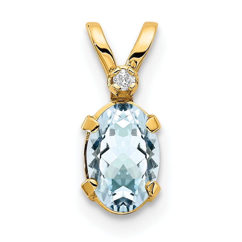 Click here for Closeouts 14k Diamond & Aquamarine Birthstone Pend... prices