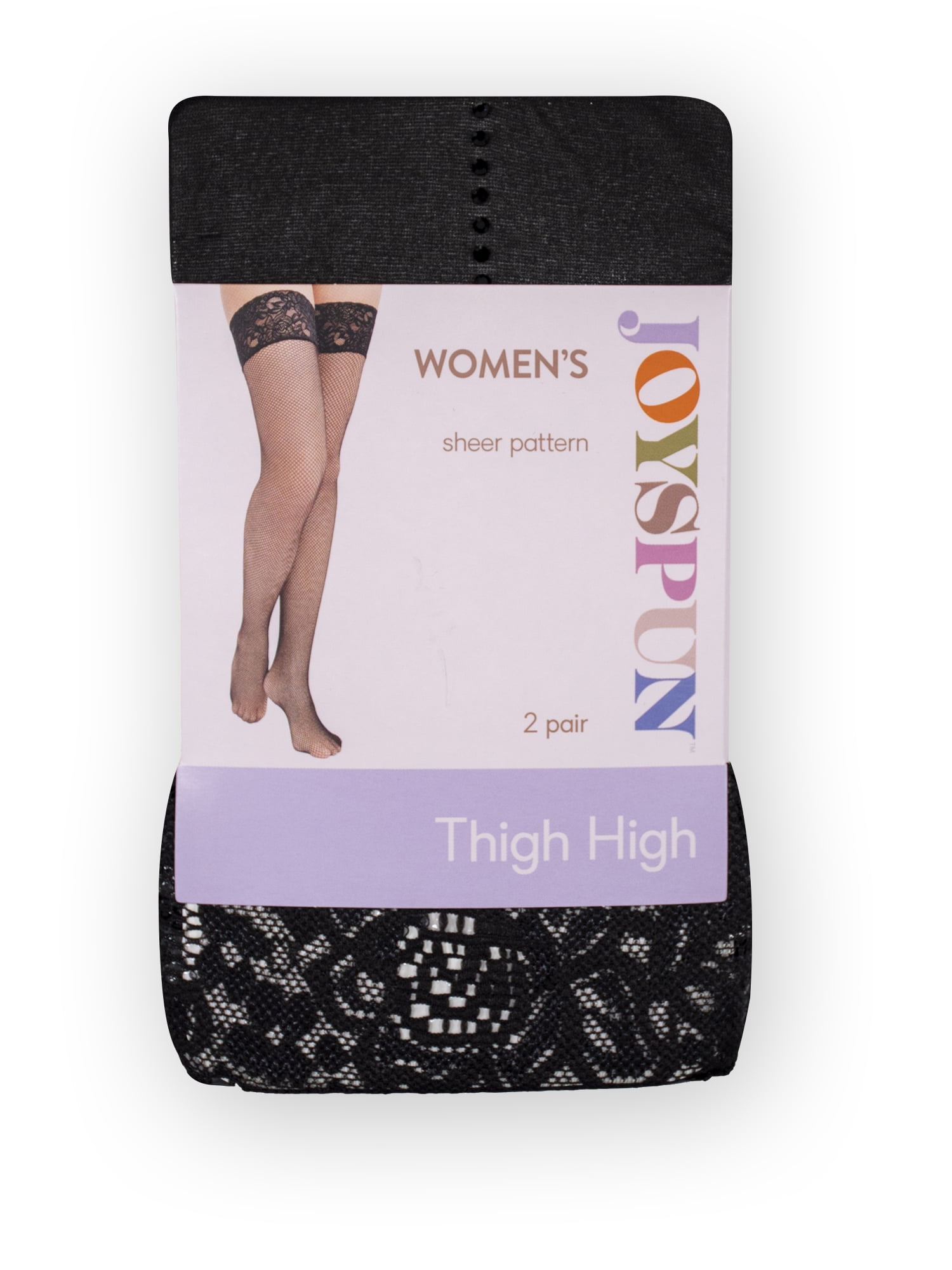 Joyspun Womens Rhinestone Back Seam Thigh Highs 2 Pack