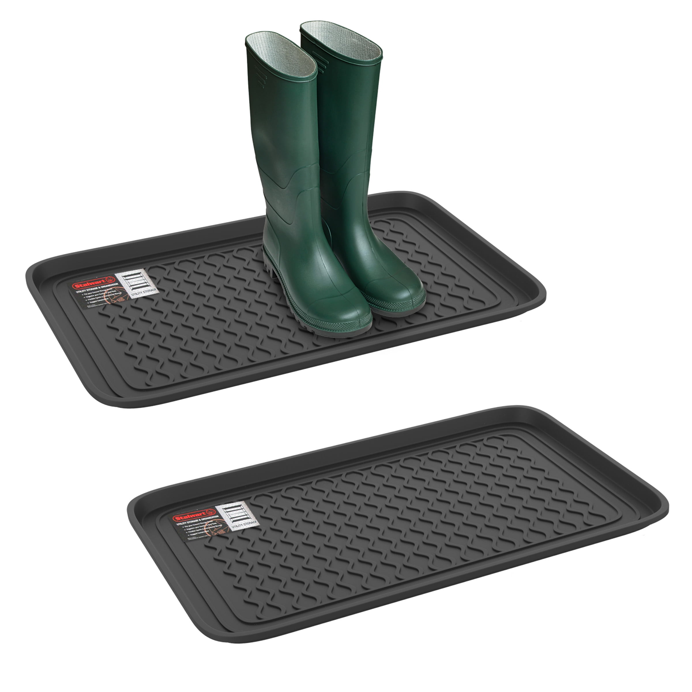 Stalwart All Weather Boot Tray in Multiple Sizes (Set of Two, Black ...