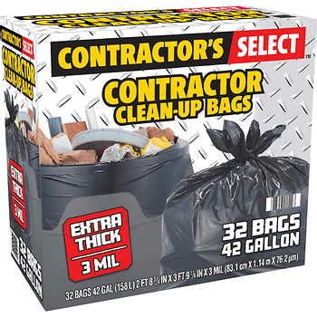 Contractor's Select Contractor Clean-Up Bags 42 Gallon, Extra Thick(3 MIL)- Box of 32 - Walmart.com
