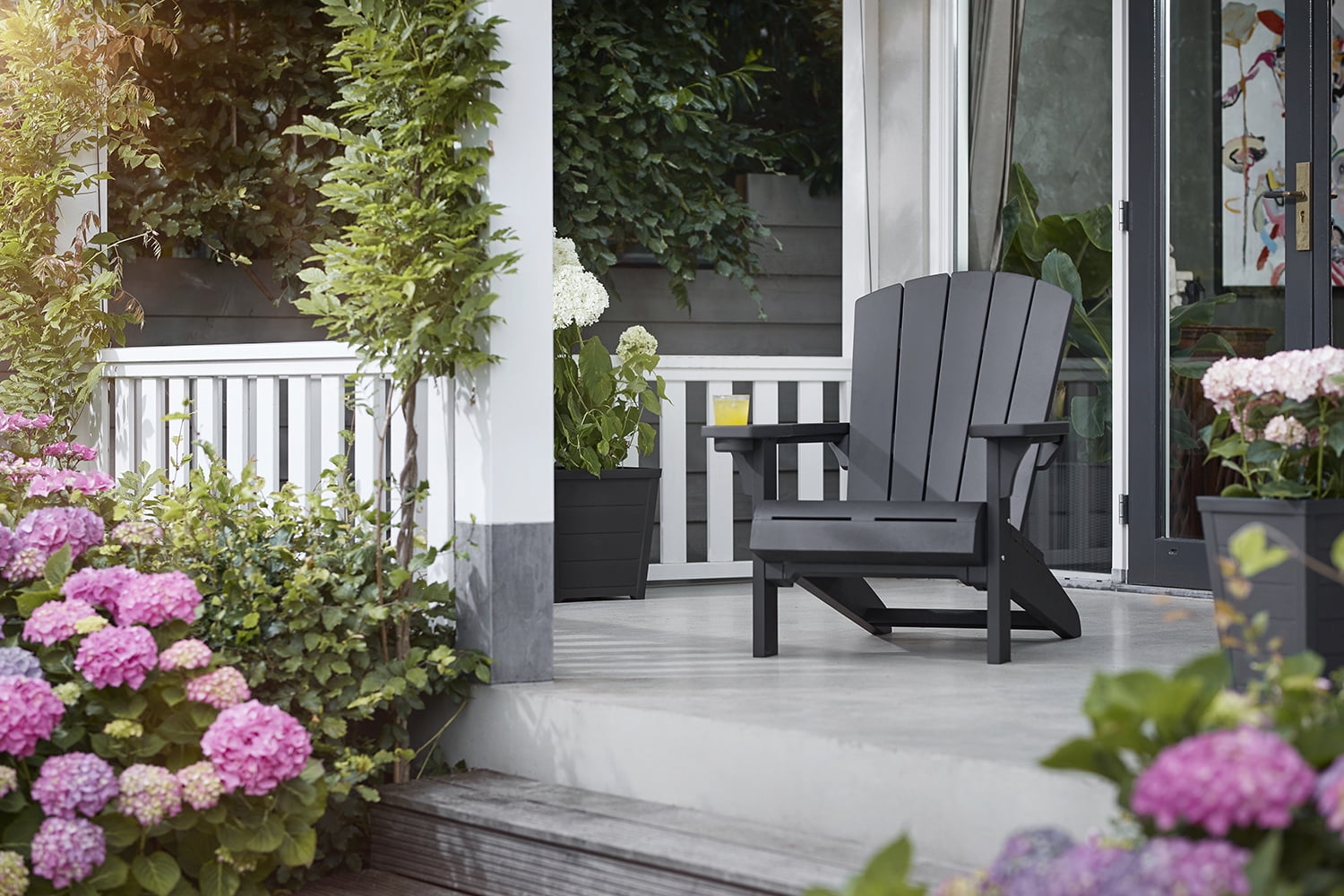 Keter Alpine Adirondack Resin Outdoor Furniture Chairs with Cup Holder Perfect for Patio Seating Walmart