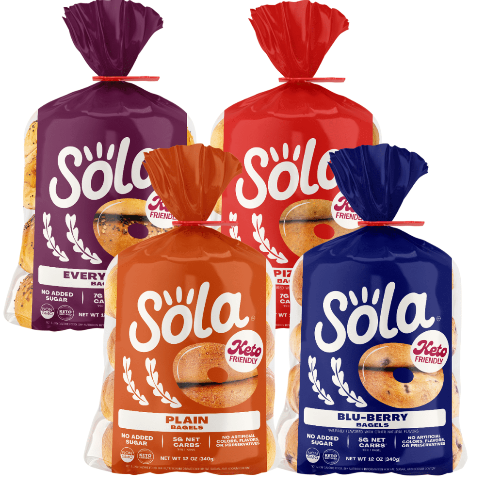 Sola Bagel Best Sellers 4 Pack - Keto, High Protein Blueberry ...