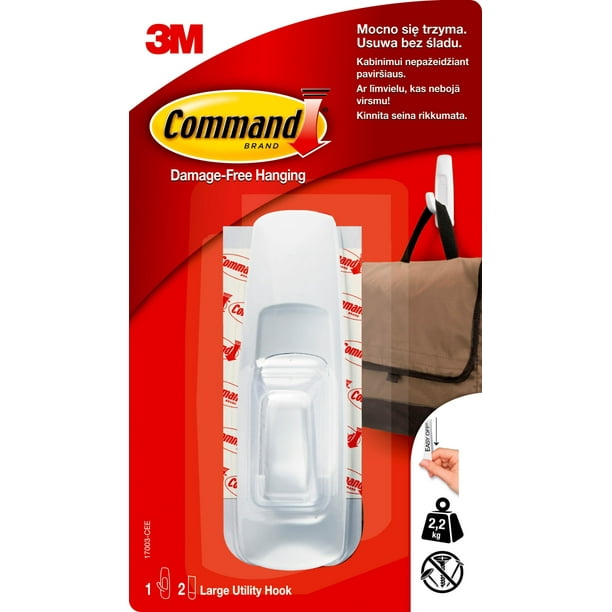 Command Large Hook, White, 1 Hook, 2 Strips Per Pack - Walmart.com