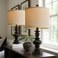 "Oneach 20"" Retro Black Table Lamps Set of 2 for Bedroom, Living Room ...