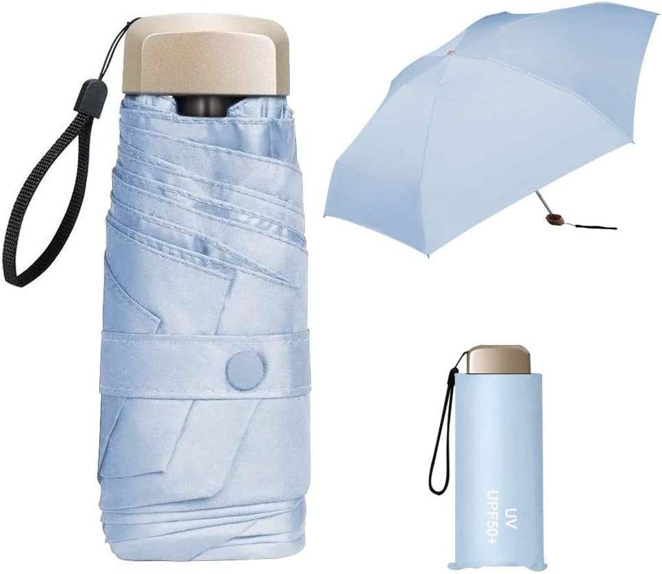 VEGCOO Mini Travel Umbrella, Mini Ultralight Portable Compact Folding Umbrella Travel Umbrella ...
