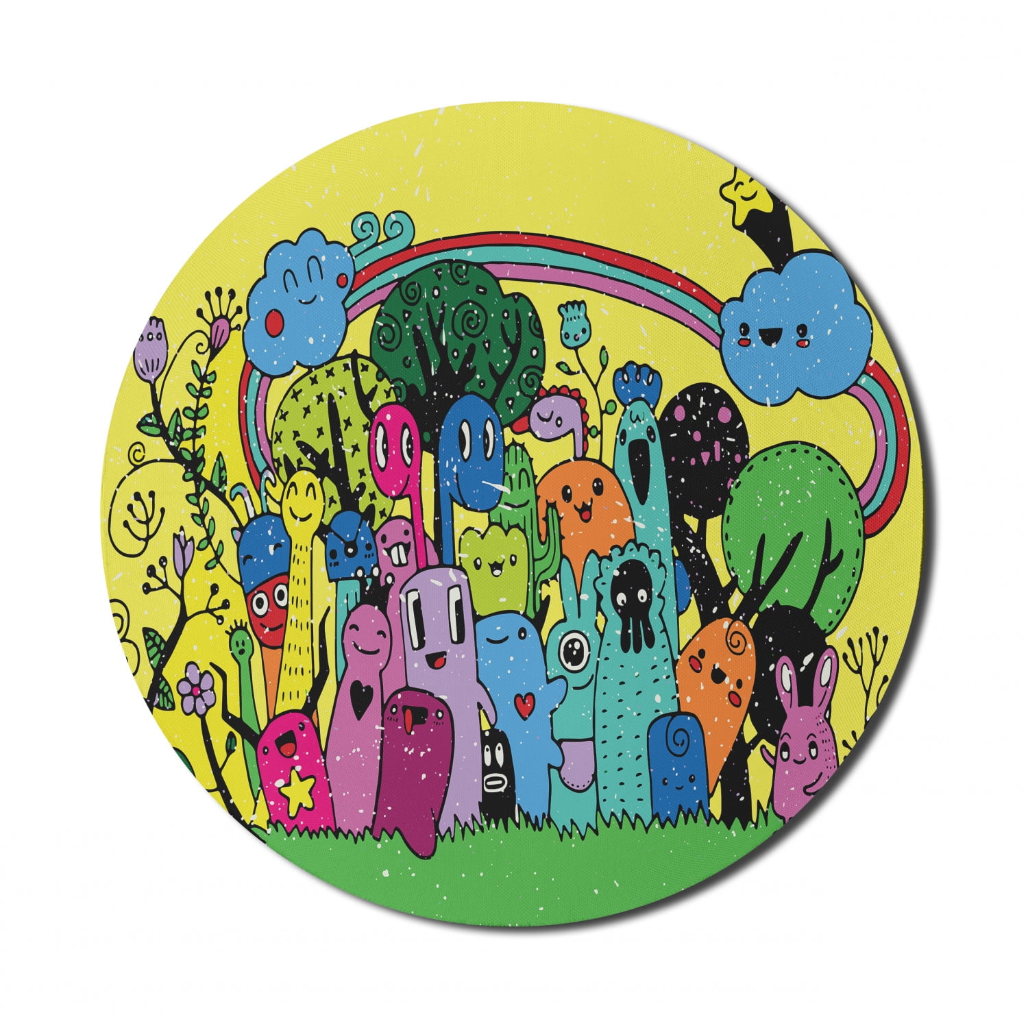 Indie Mouse Pad for Computers, Colorful Funny Hand Drawn Crazy Doodle ...