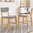 Solid Wood Dining Chairs Set of 4, Gray Upholstered Seat, Rustic Accent ...