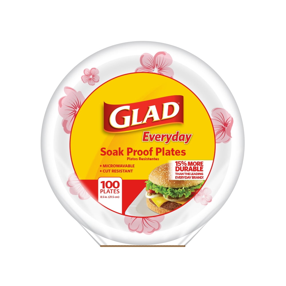Glad Paper Plates, 8.5", Pink Flower, 100 Ct - Walmart.com