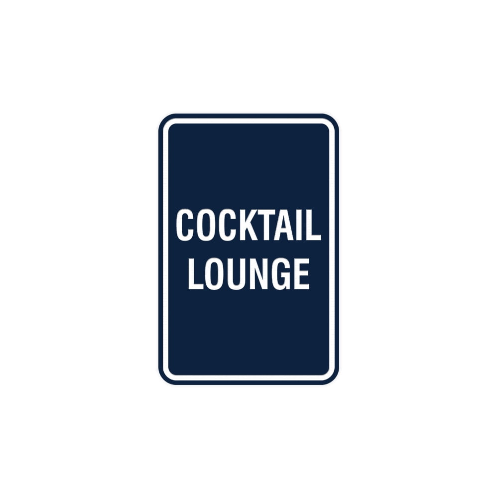 Portrait Round Cocktail Lounge Sign (Navy Blue / White) - Small 4" x 6 ...
