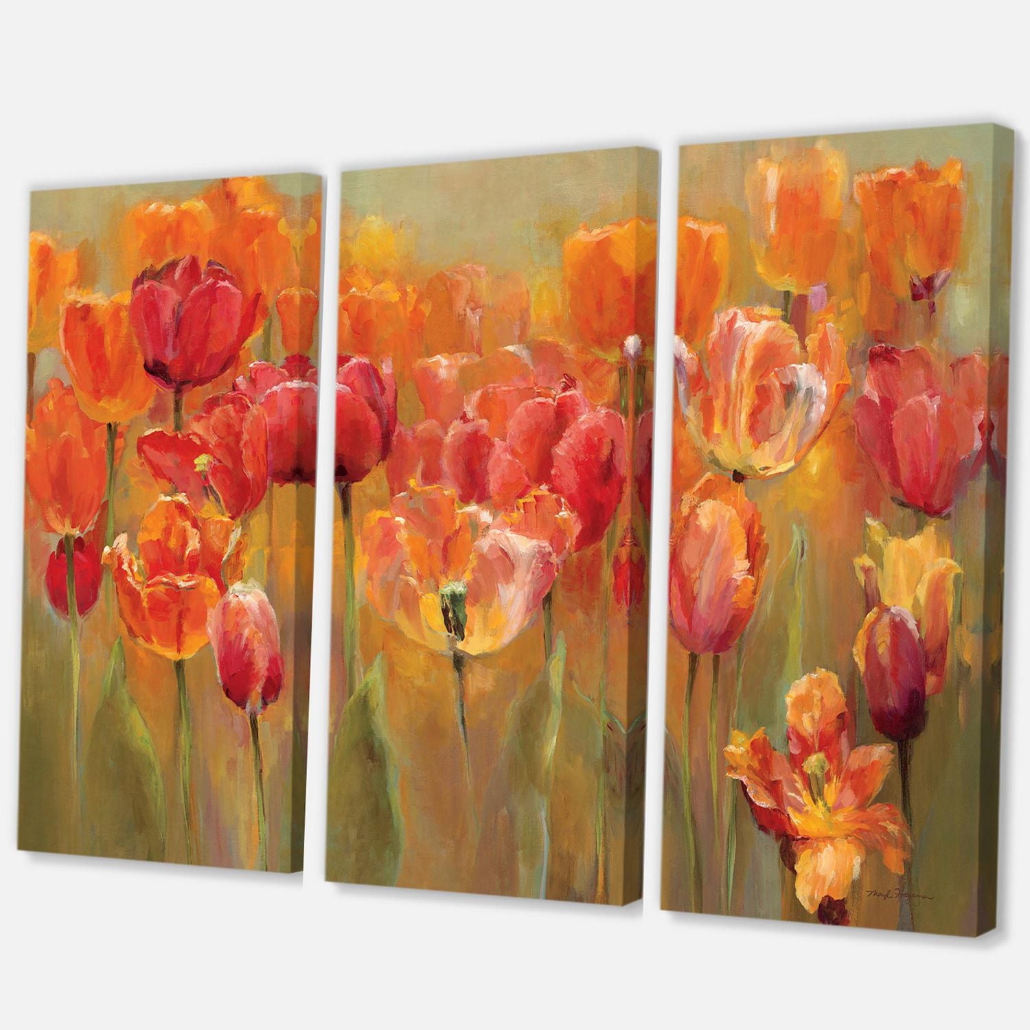 Click here for Designart Red Tulips Canvas Wall Art 48x32 prices