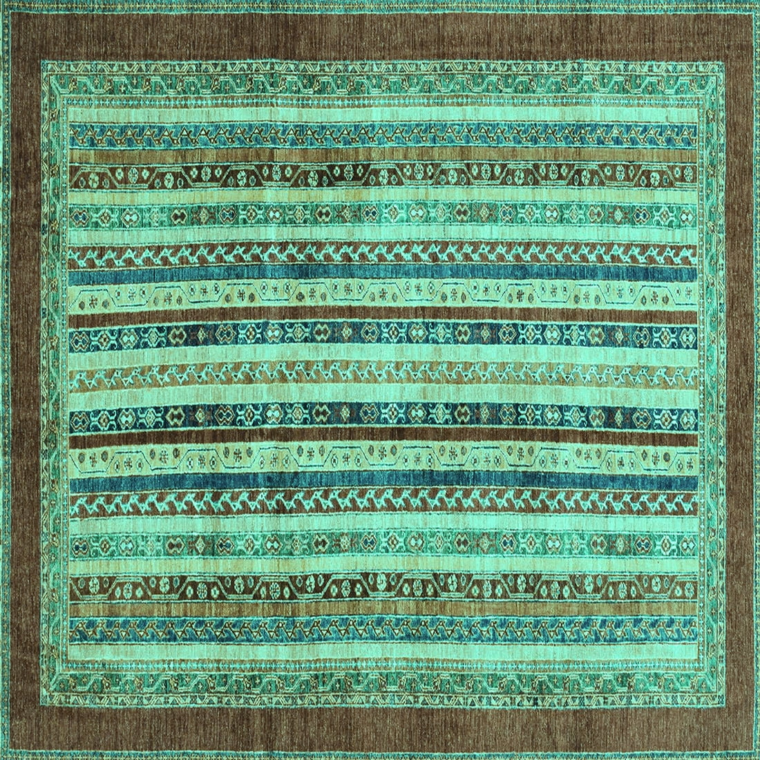 Ahgly Company Machine Washable Indoor Square Abstract Turquoise Blue ...