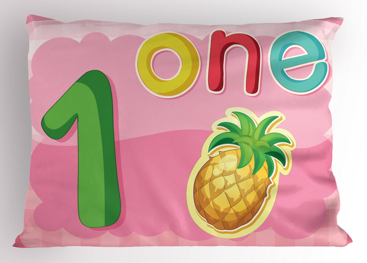 Number Pillow Sham First Year Celebration One Sign With Pineapple Kids Number Pillow Sham First Year Celebration One Sign With Pineapple Kids