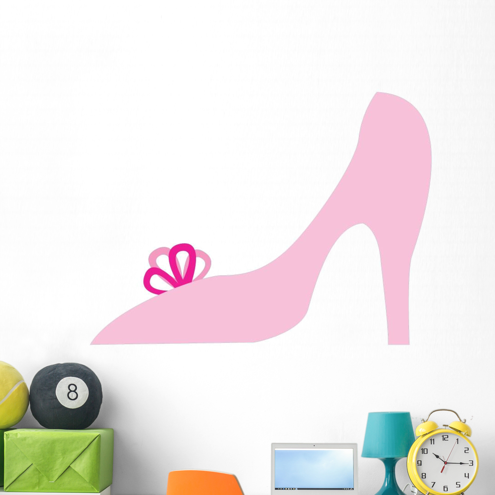 Pink Princess Slipper with Wall Decal Sticker, Wallmonkeys Peel & Stick ...