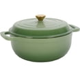 7.5QT Enameled Cast Iron Dutch Oven, Gradient Green Non-Stick Cooking ...