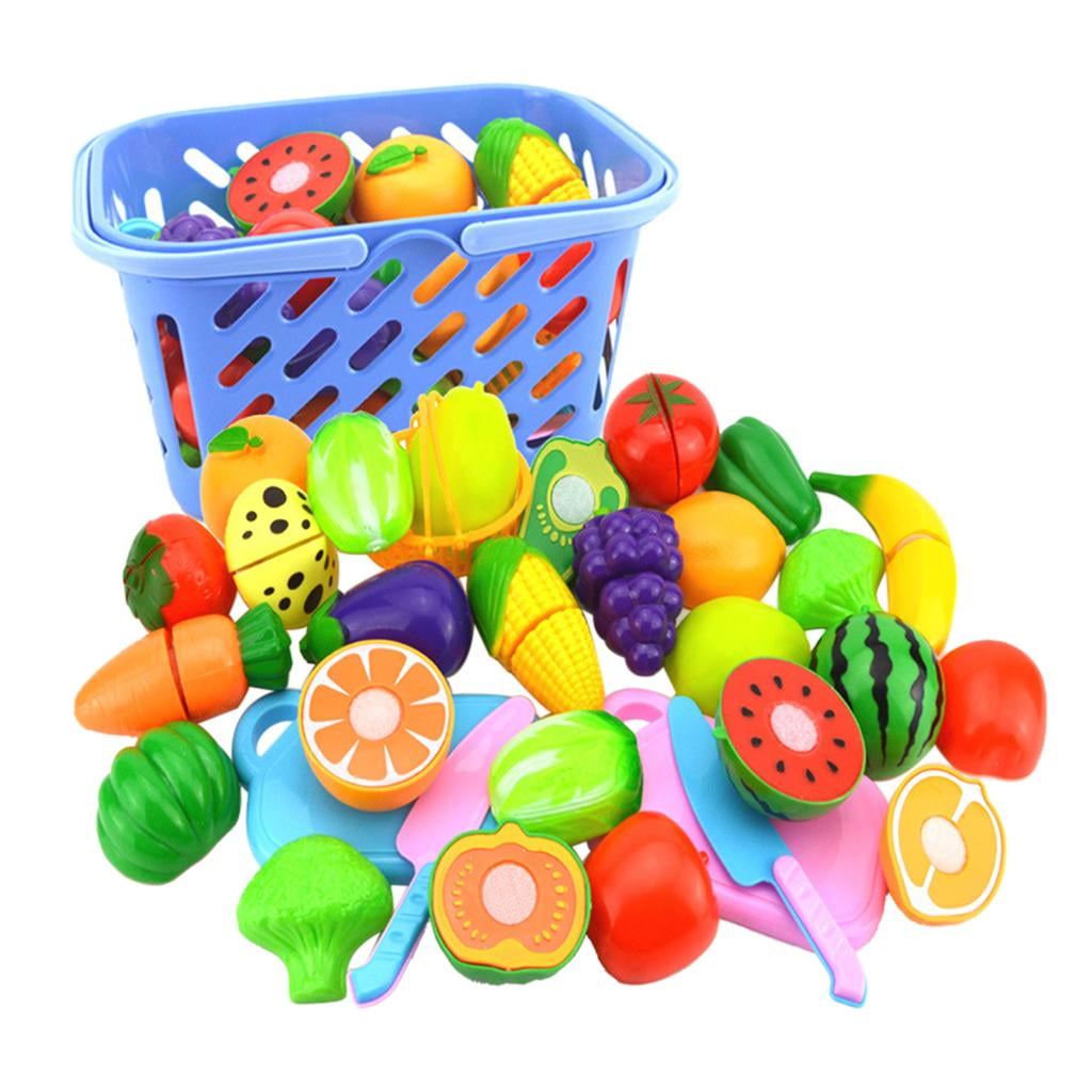 Cutting Kitchen Pretend Set Fruit Vegetable Playset for Pretend Role ...