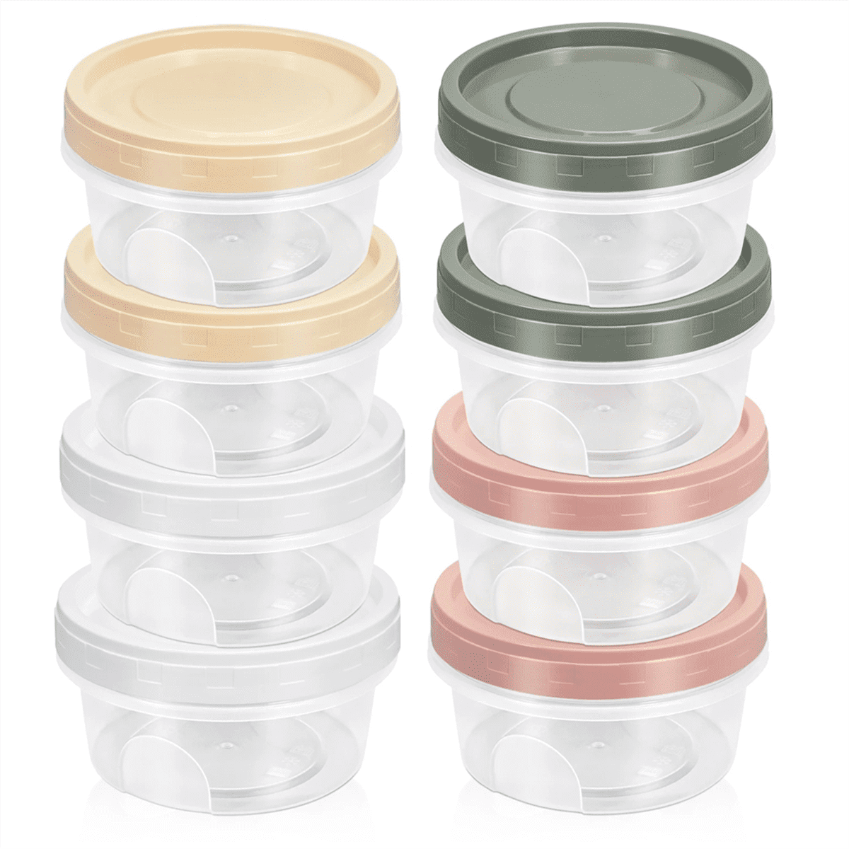 8PCS Round Plastic Containers with Lids Reuseable Small Freezer Storage Container Jars with Screw Lid 400ML