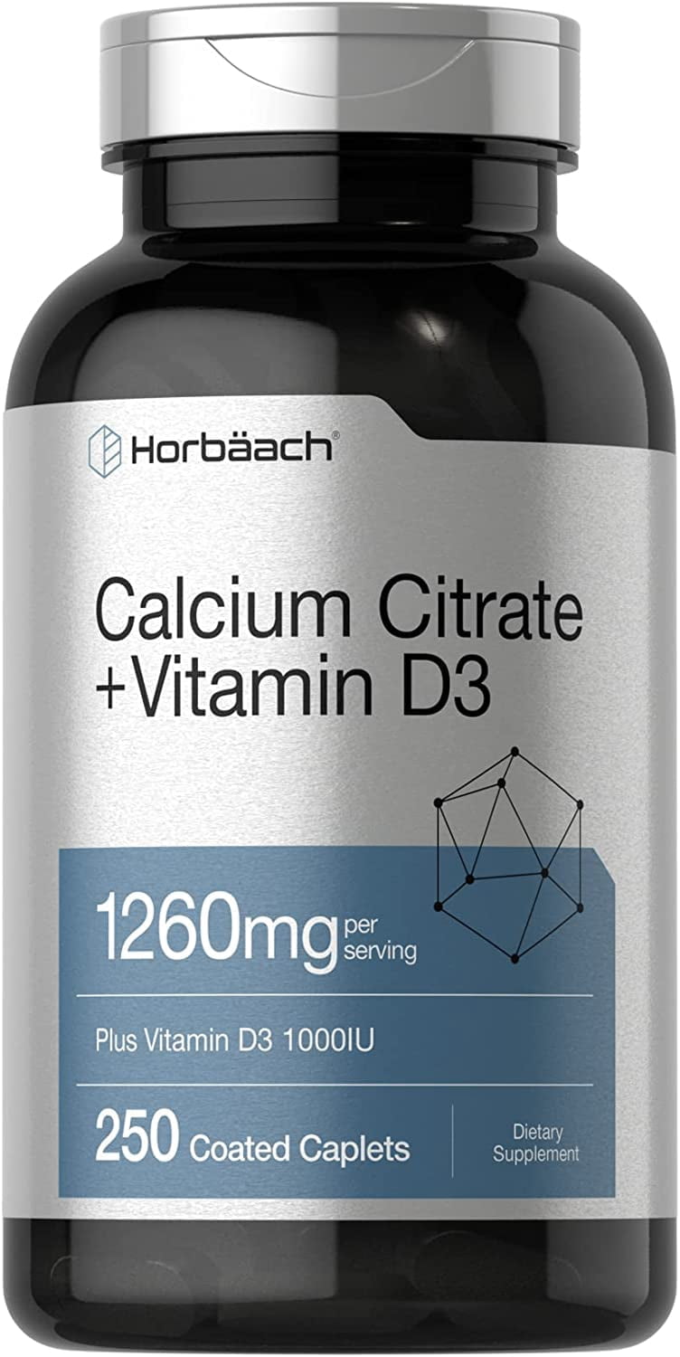 Suplemento de citrato de calcio Horbäach 1260 mg con vitamina D3 1000 ...