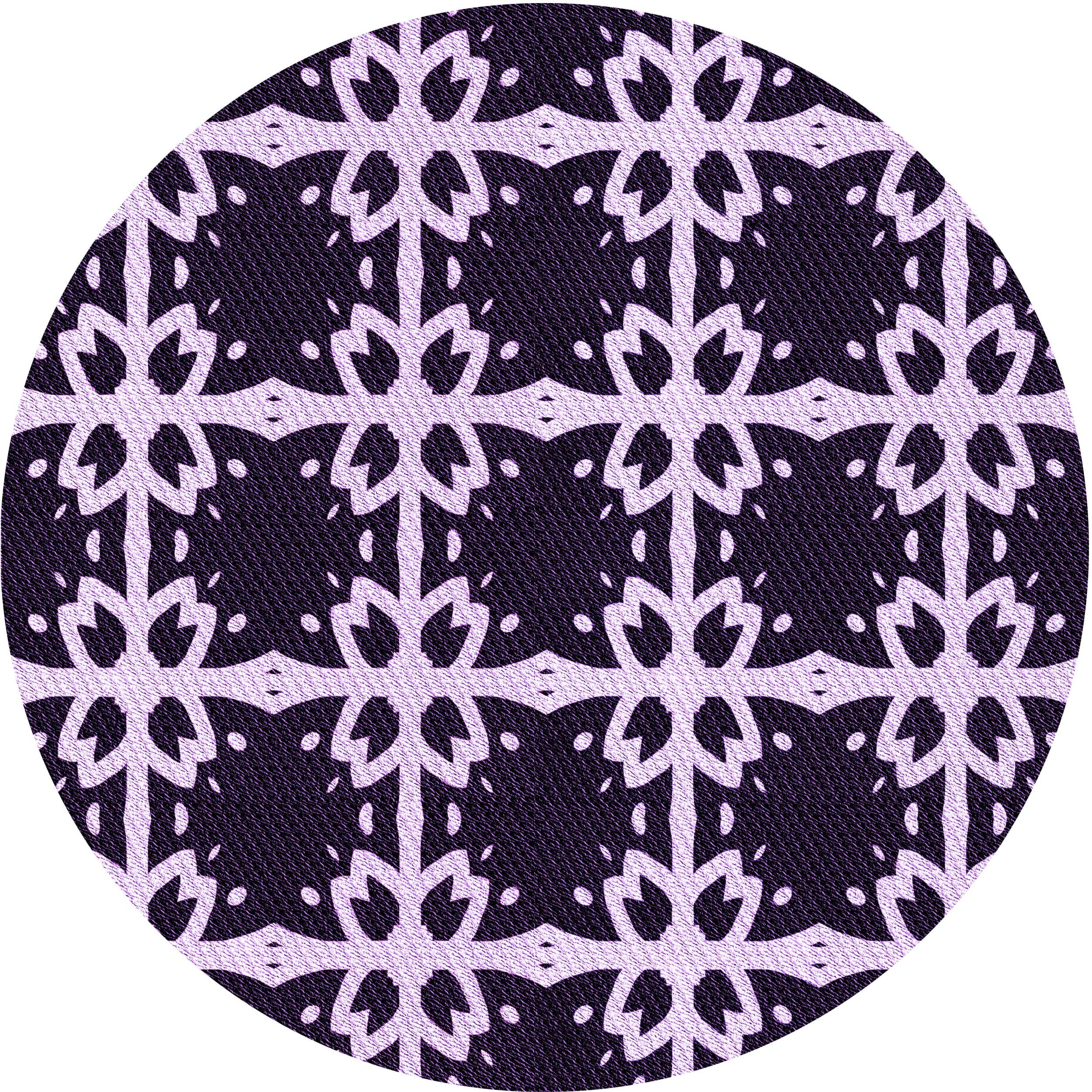 Ahgly Company Indoor Round Patterned Bright Lilac Purple Area Rugs, 5 ...