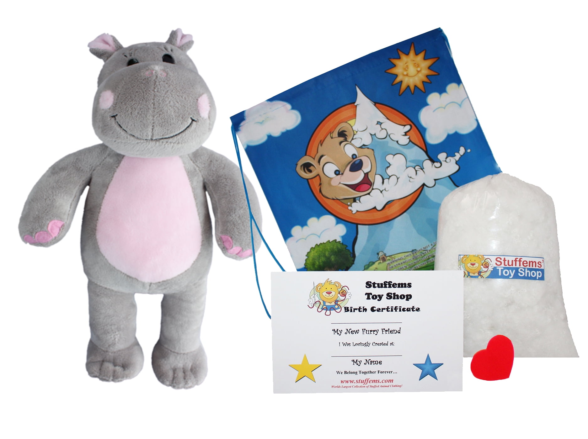 Make Your Own Stuffed Animal 16" "Happy the Hippo" - No Sew - Kit With ...