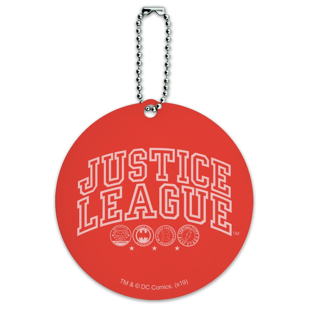 Justice League Athletic Logo Round Luggage ID Tag Card Suitcase Carry ...