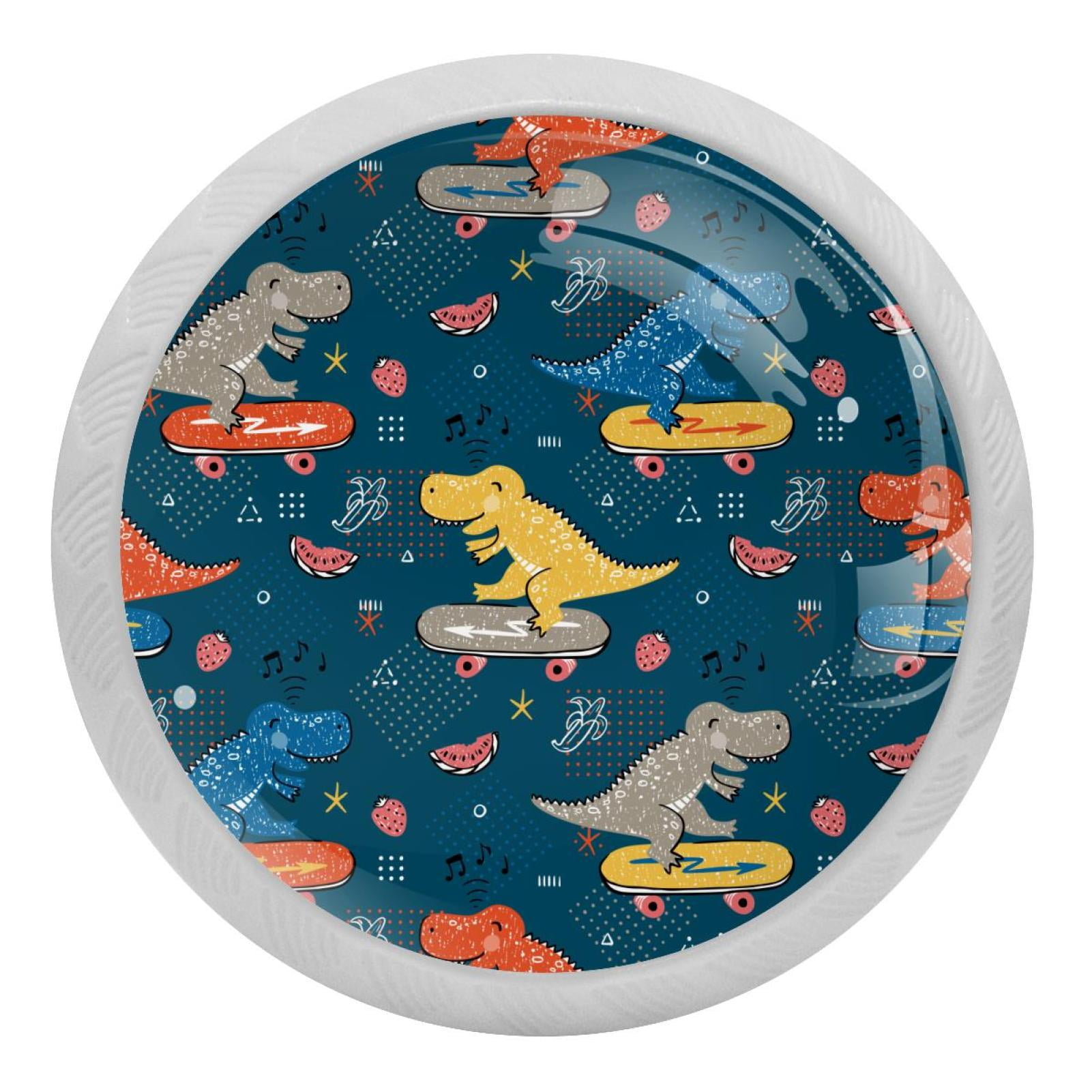 4PCS Round Dinosaur Cabinet Fluorescence Knob Glowing in the Dark ...