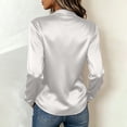 Akmaiox Satin Long Sleeve Shirts for Women Trendy Pleated Cuffs Solid ...