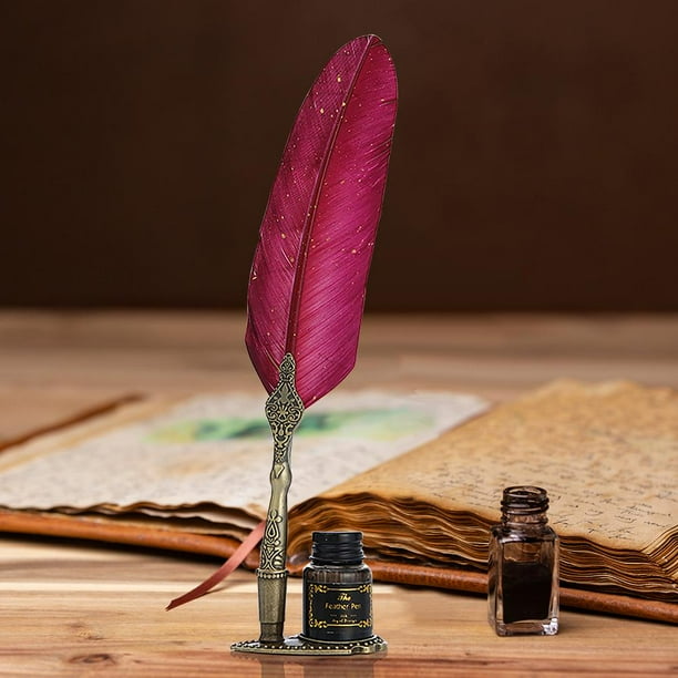 Peggybuy Retro Calligraphy Feather Dip Pen with 2 Nib Set Writing Gift ...