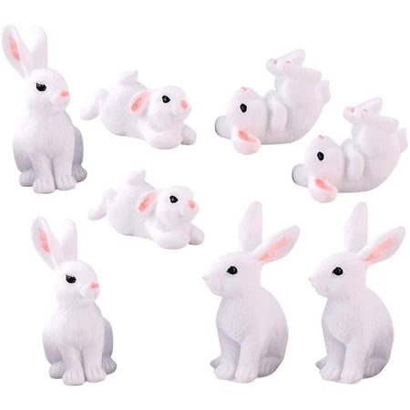 8pcs Miniature Bunny Figurines Fairy Garden Rabbit Figures Easter Cake ...