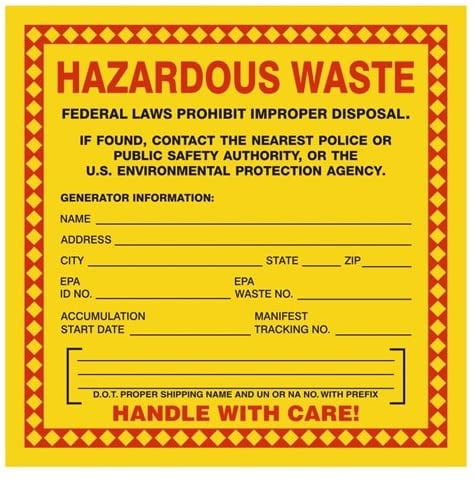 Hazardous Waste Labels, 6 x 6 inches, Paper, Pack of 100 - Walmart.com