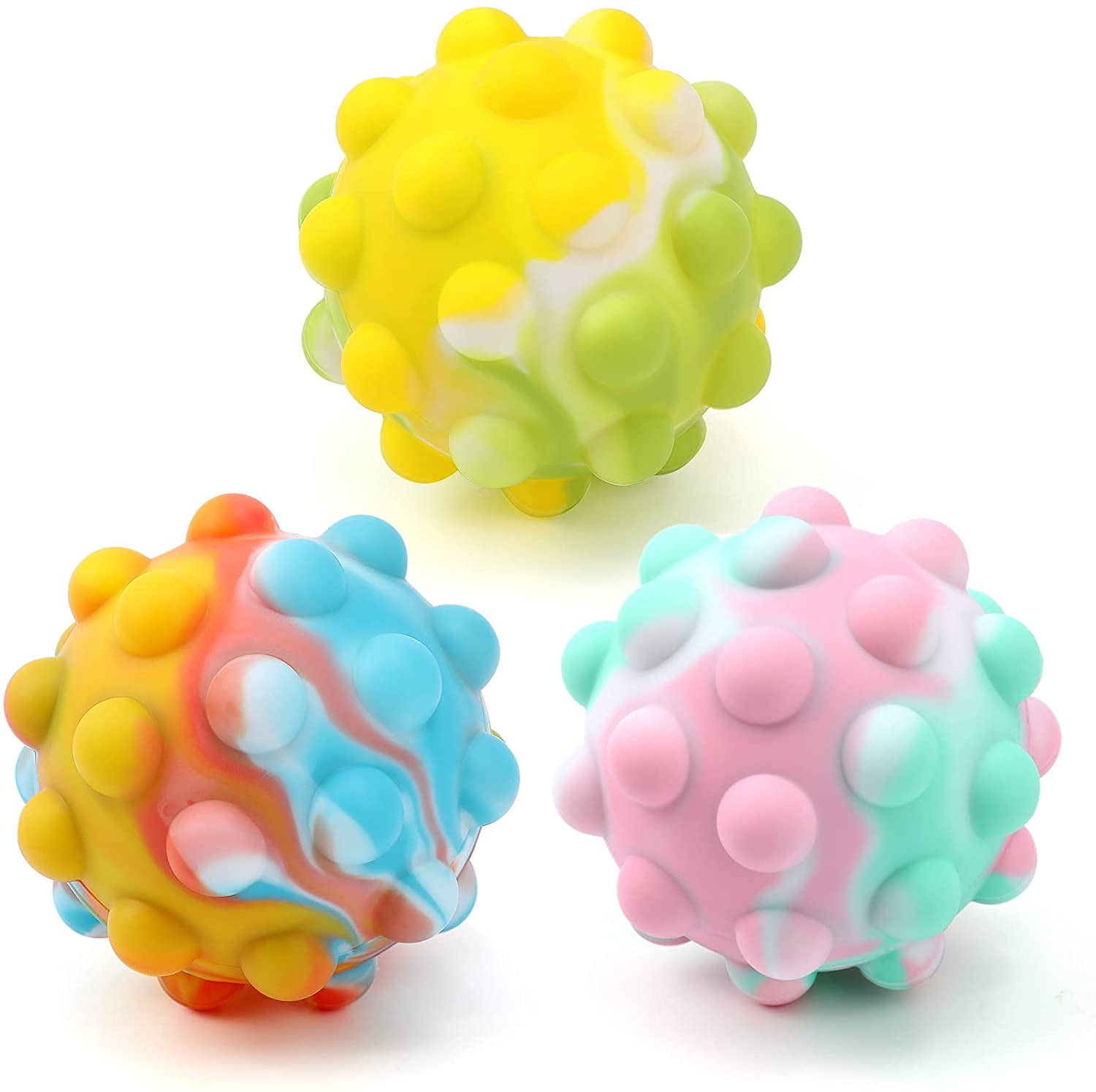 Pop Fidget Stress Ball 3 Pack Push It Bubble Squeeze Popit Cube, Stress ...