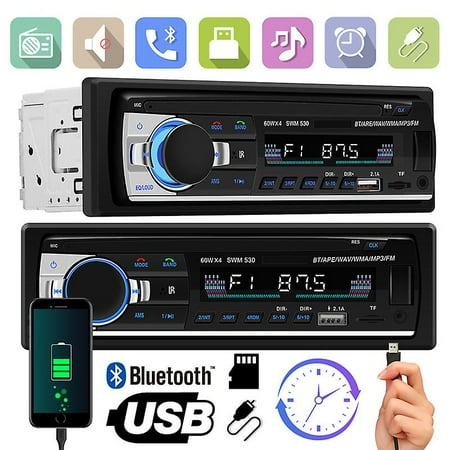Car Stereo Fm Radio Mp3 Audio Player One Din 12v Bluetooth Usb ...
