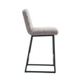 Tufted Upholstered Low Bar Stools with Black Metal Legs and Back, Mid ...