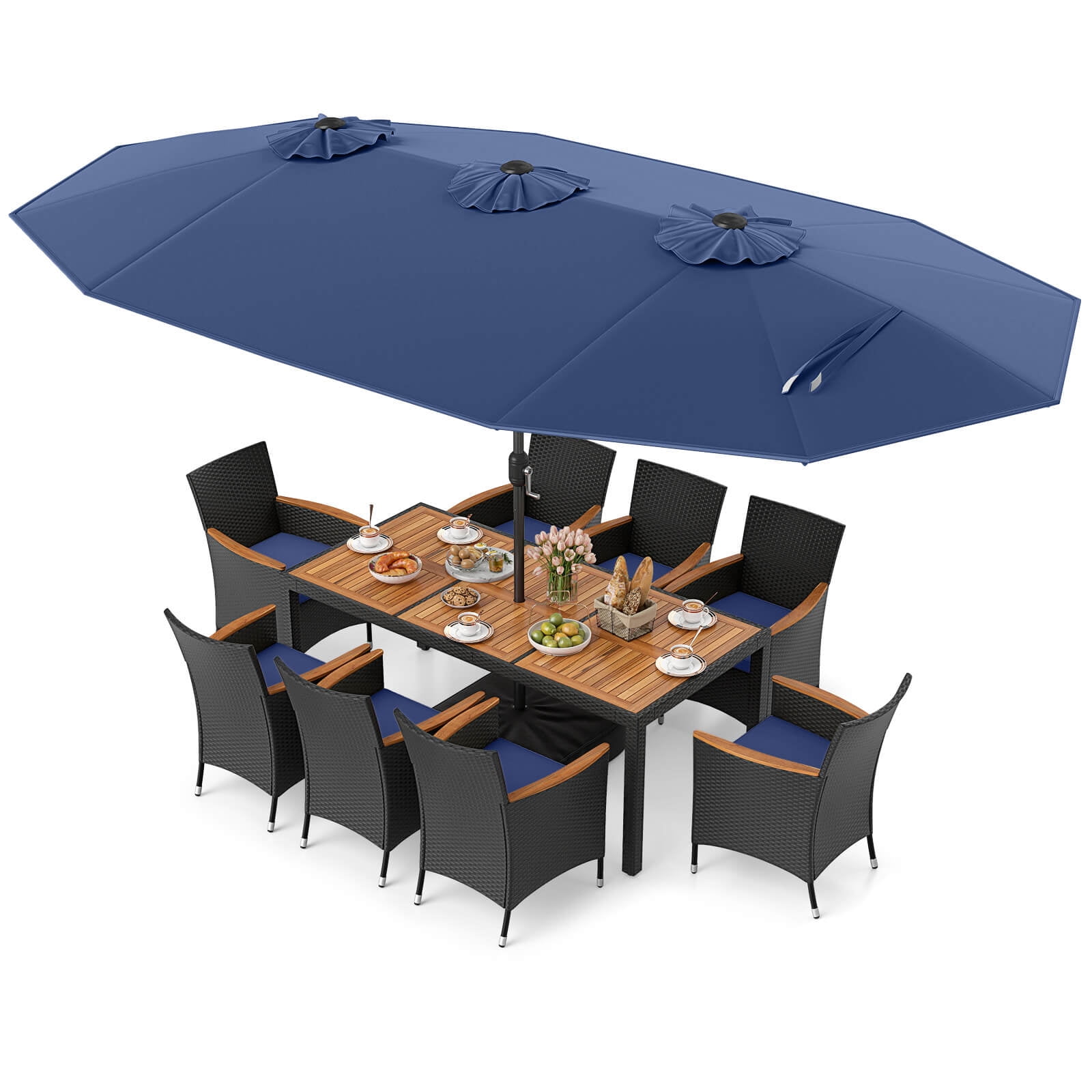 Click here for Costway 11 Pcs Patio Wicker Dining Set With Double... prices
