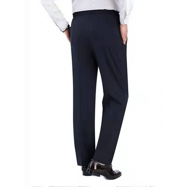 Frontwalk Men Fitted Solid Color Bottoms Elastic Waist Leisure Pants