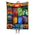 Colorful Forest Throw Blanket, Tree of Life Blanket, Tree Stuff Fleece ...