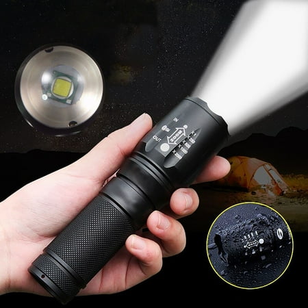 4000Lm T6 LED Flashlight Adjustable Focus Torch Lamp Water Resistant ...