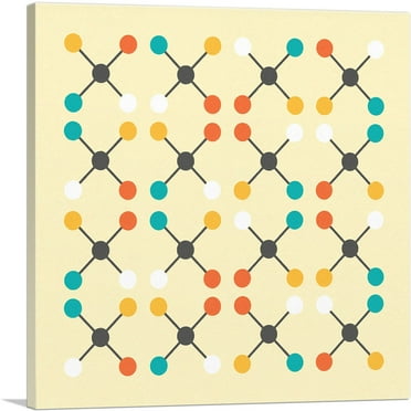 ARTCANVAS Mid-Century Modern A Window of Shapes Canvas Art Print - Size: 18" x 18" (1.50" Deep ...