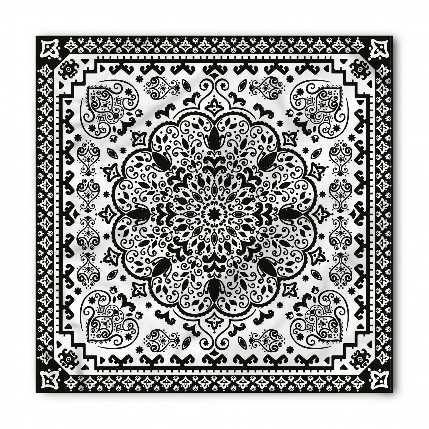Ethnic Bandana, Lace Paisley Black Mehndi, Unisex Head and Neck Tie, by ...