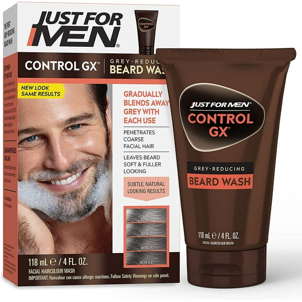 Just For Men Control GX Gradual Grey Reducing Beard Hair Wash, 4 oz ...