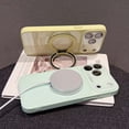 Case for iPhone 17, Magnetic Ring Kickstand Large Window Tempered Glass ...