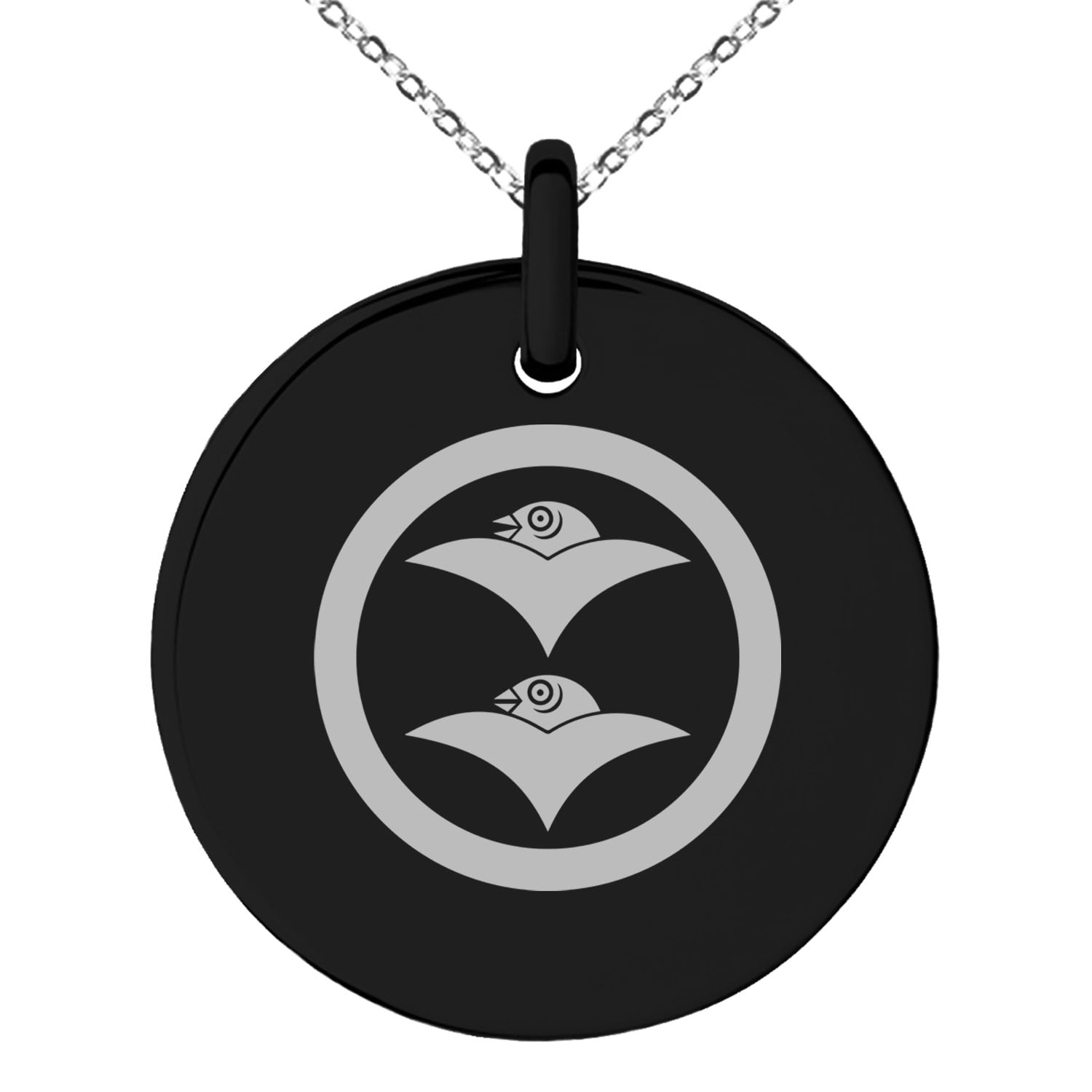 Stainless Steel Shibata Samurai Crest Engraved Small Medallion Circle ...