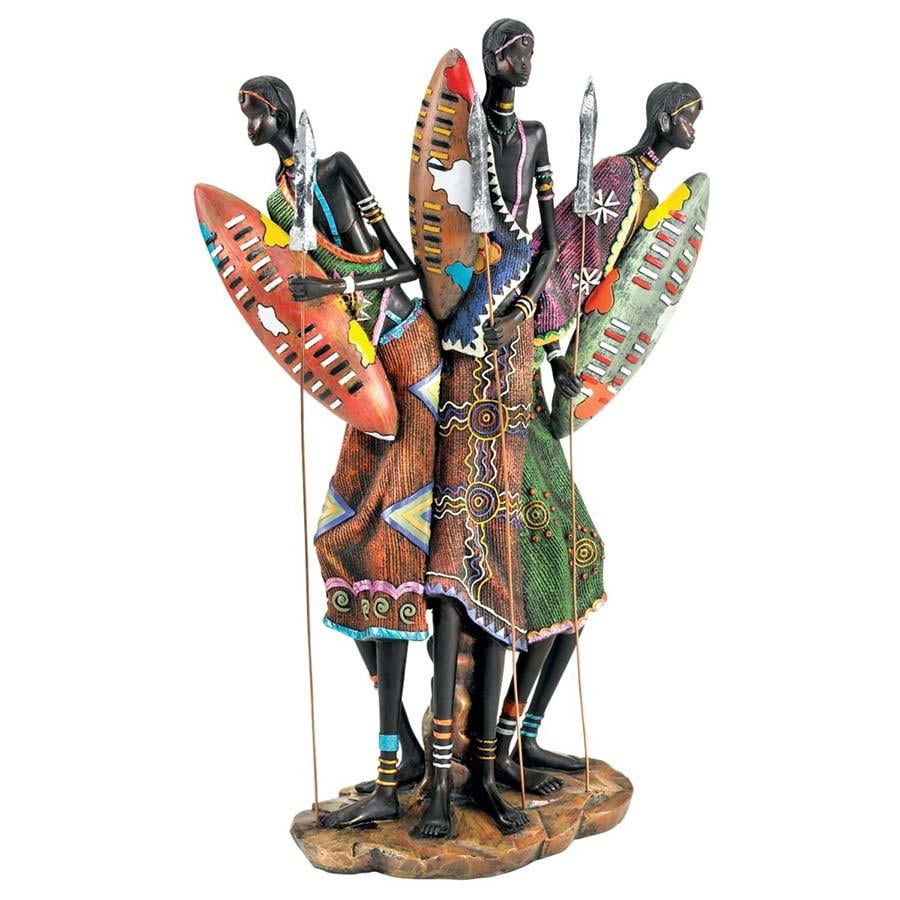 Buy 16" South African Tribal Zulu Warriors Statue Sculpture Figurine ...