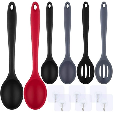 EAYY 6 Pieces Silicone Nonstick Mixing and Slotted Spoons Set Including ...