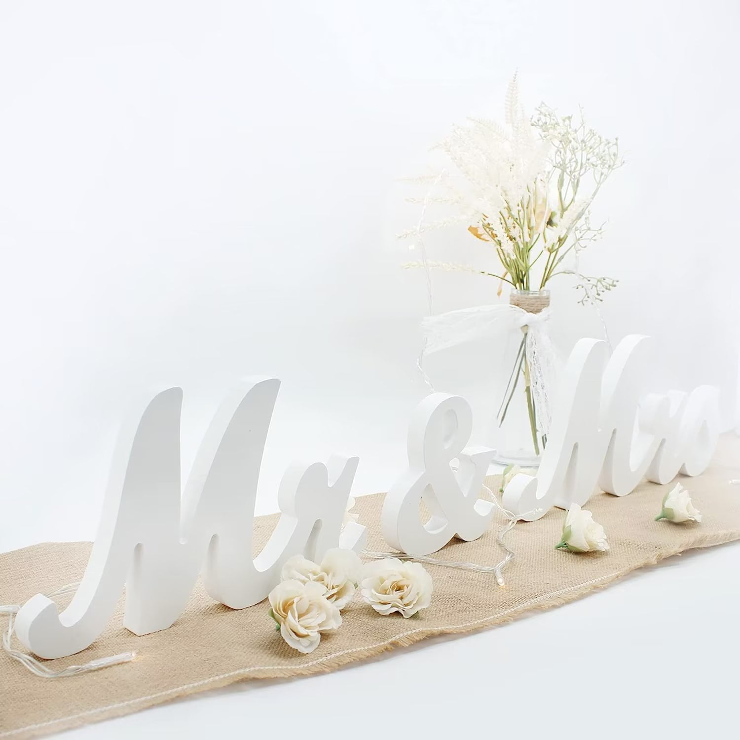 XY Fancy Mr and Mrs Wedding Sign Decorations Wooden Freestanding Letter ...